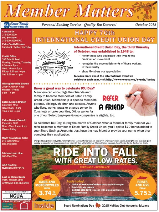 Newsletters 2018 | Eaton Family Credit Union
