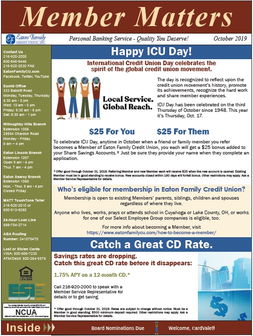 Newsletters 2019 | Eaton Family Credit Union