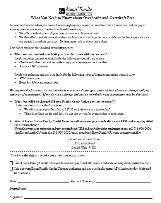 Overdraft Protection | Eaton Family Credit Union