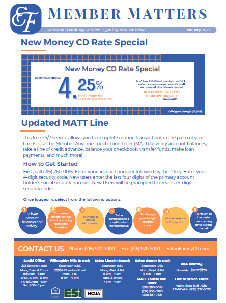 Newsletters 2023 | Eaton Family Credit Union